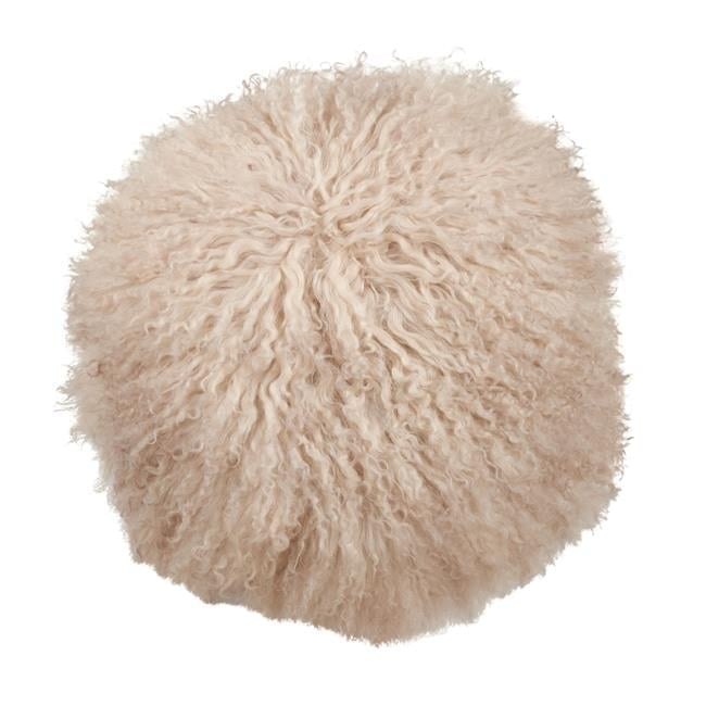 Saro Lifestyle 3564.OY16R 16 in. Mongolian Lamb Fur Throw Round Pillow ...