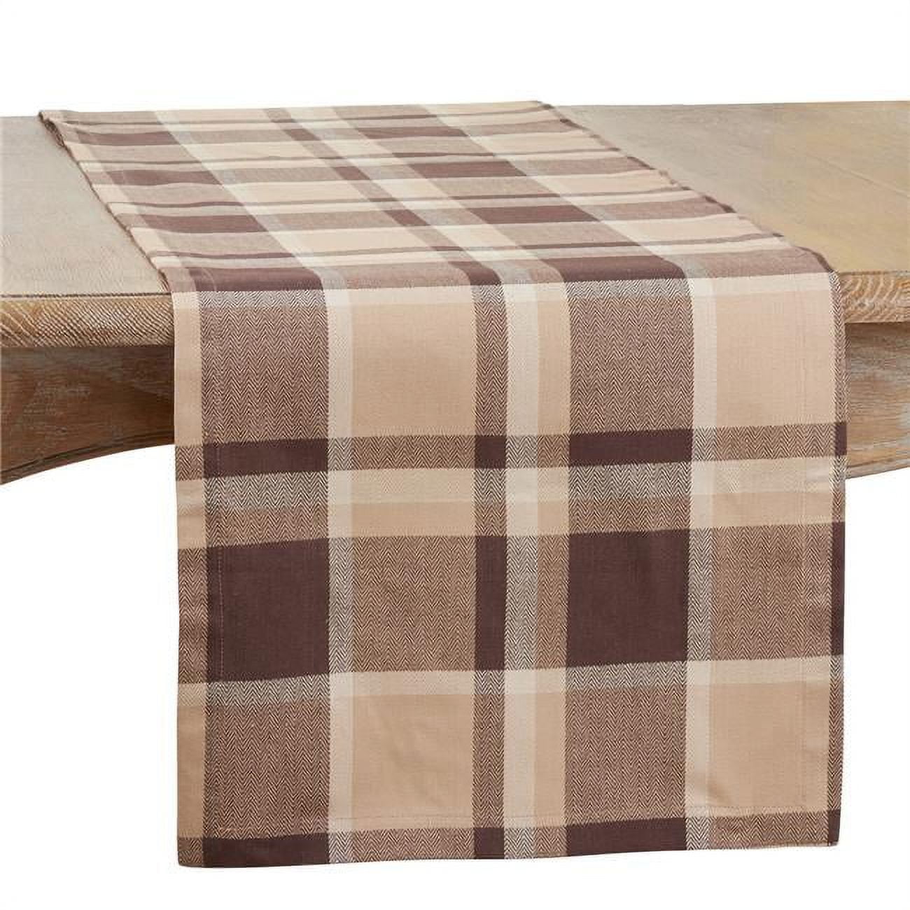 Saro Lifestyle 4077.BR1672B 16 x 72 in. Plaid Oblong Table Runner ...