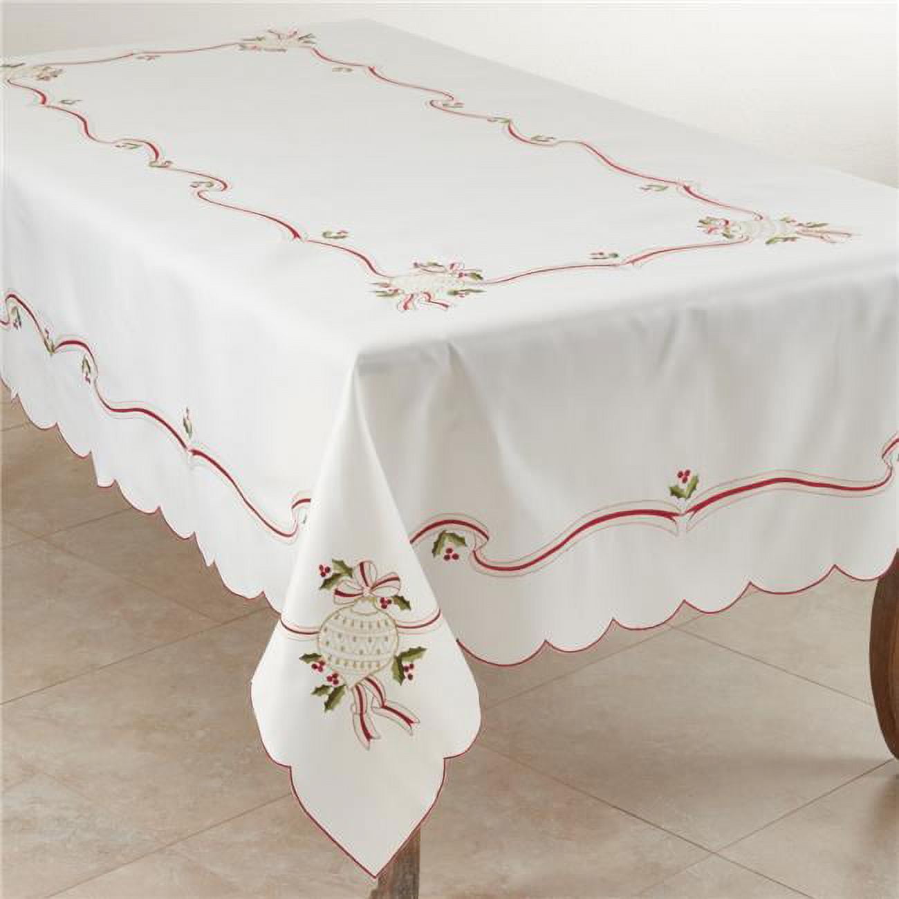 Saro Lifestyle 8532.I6584B 65 x 84 in. Embroidered Christmas Tablecloth ...