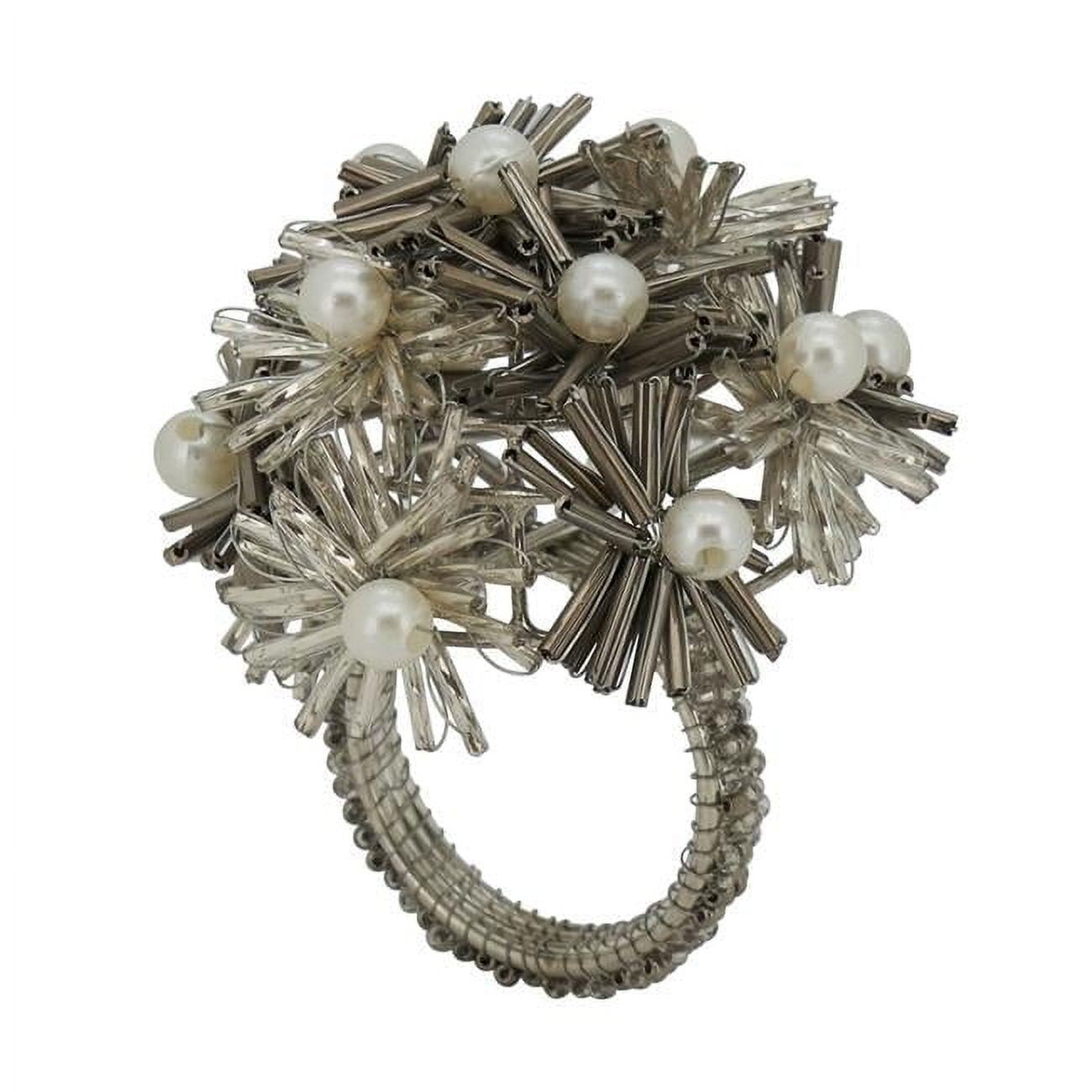 Saro Lifestyle Beaded Floral Design Napkin Ring (Set of 4) - Walmart.com