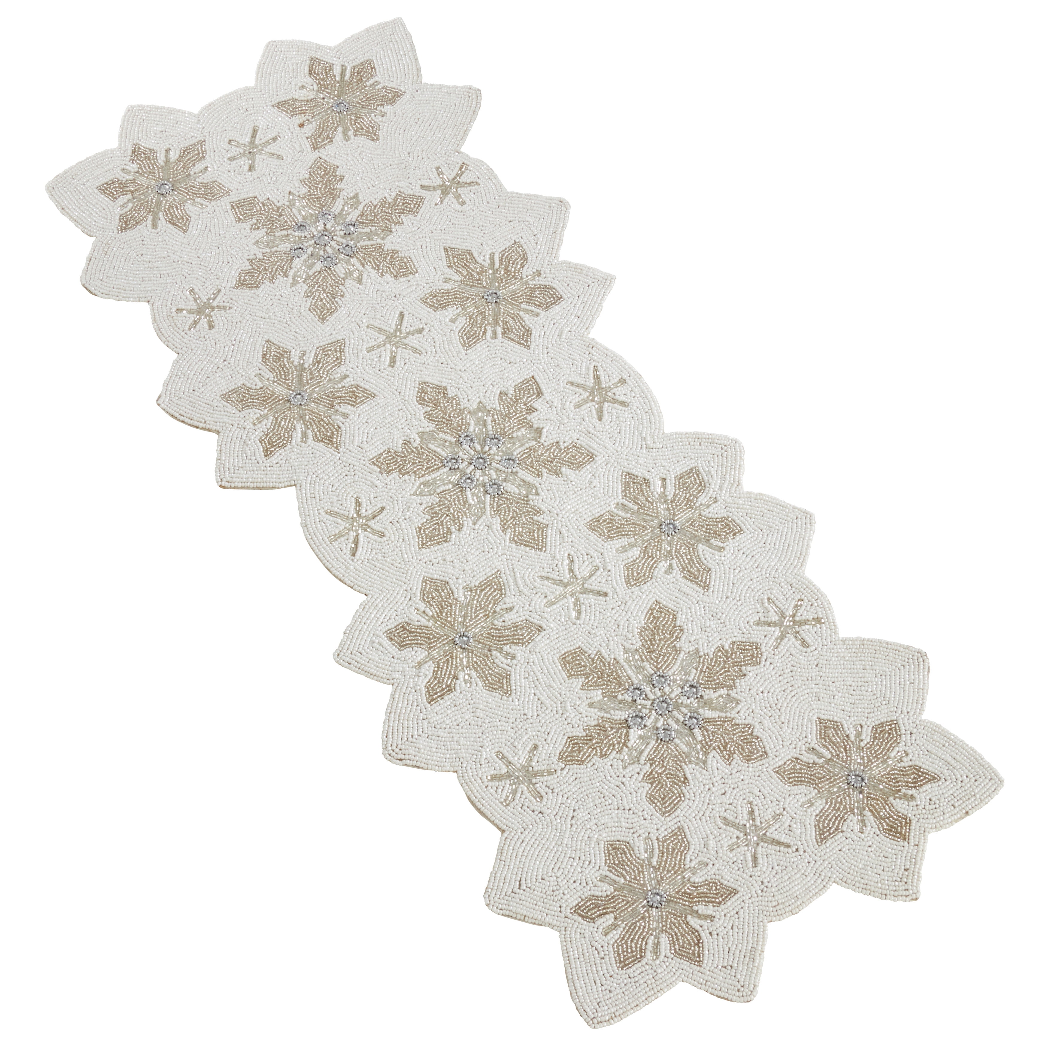 Saro Lifestyle Beaded Snowflake Table Runner, Christmas Table Decor ...