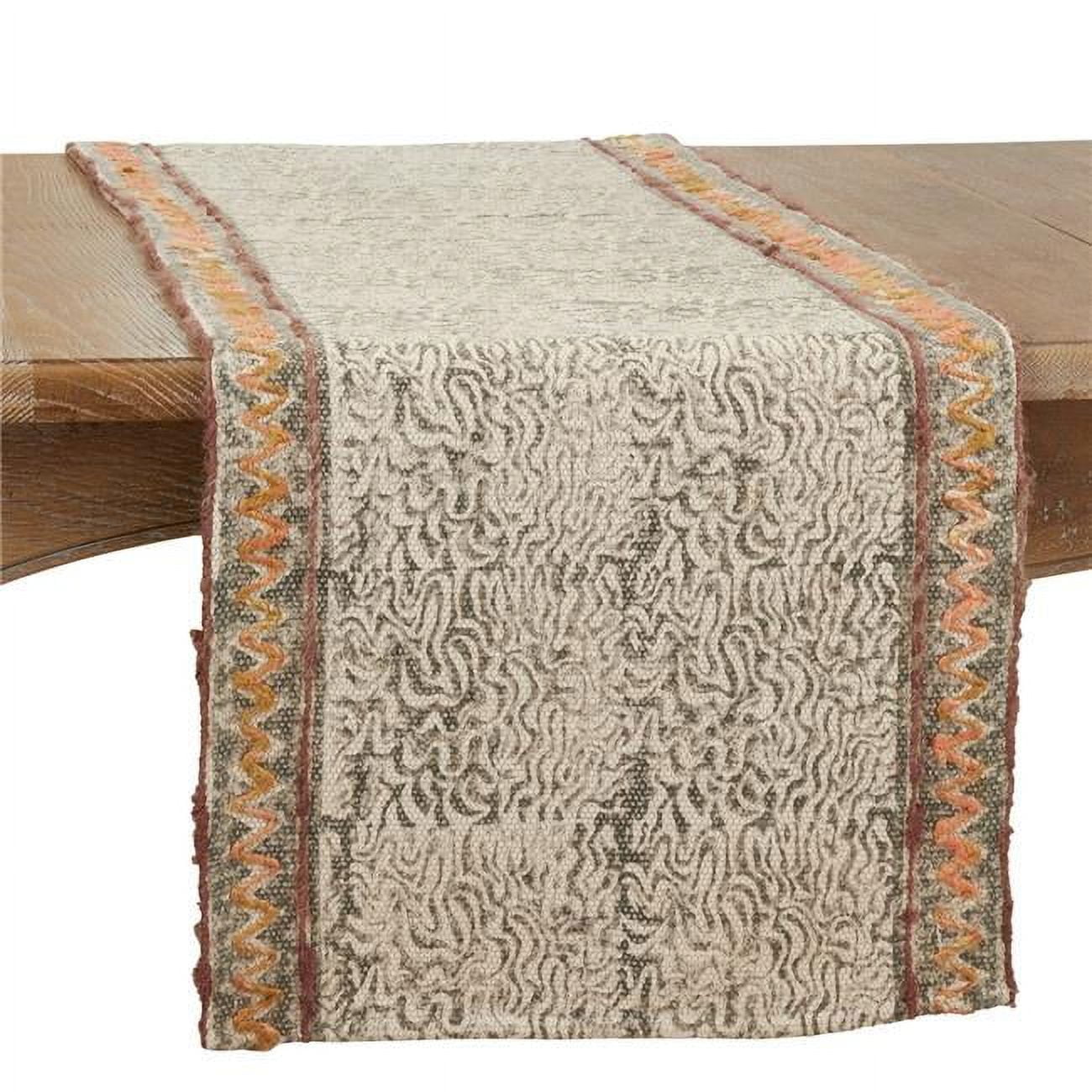 Saro Lifestyle Block Print Embroidered Cotton Table Runner - Walmart.com