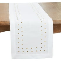Saro Lifestyle Embroidered Swirl Design Linen Blend Table Runner ...