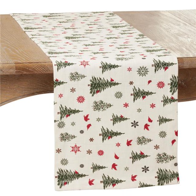 Saro Lifestyle Christmas Tree & Snowflakes Table Runner - Walmart.com