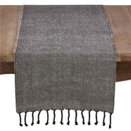 Saro Lifestyle Embroidered Swirl Design Linen Blend Table Runner ...