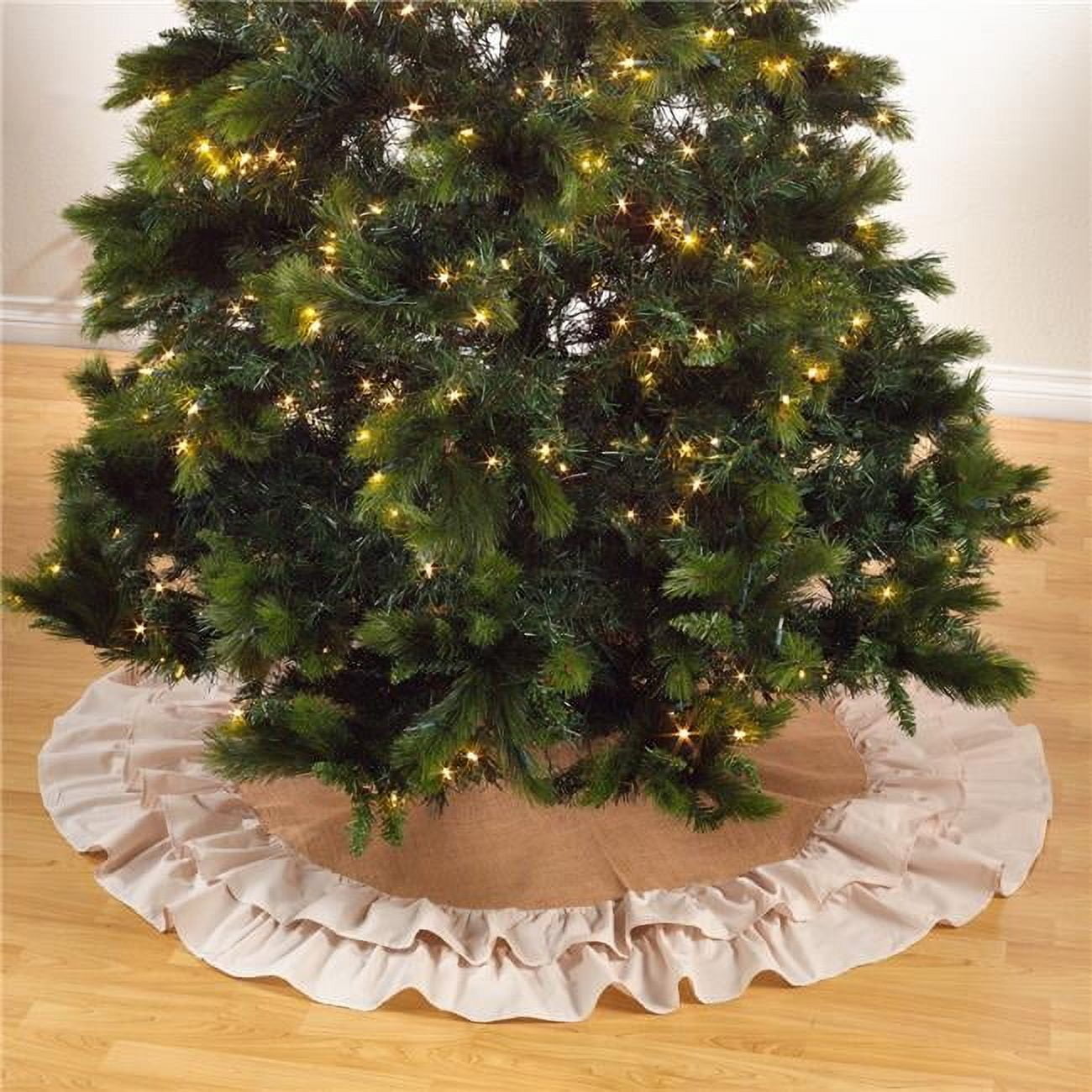 Saro Lifestyle Cotton and Jute Ruffled Tree Skirt 72"x72" - Walmart.com