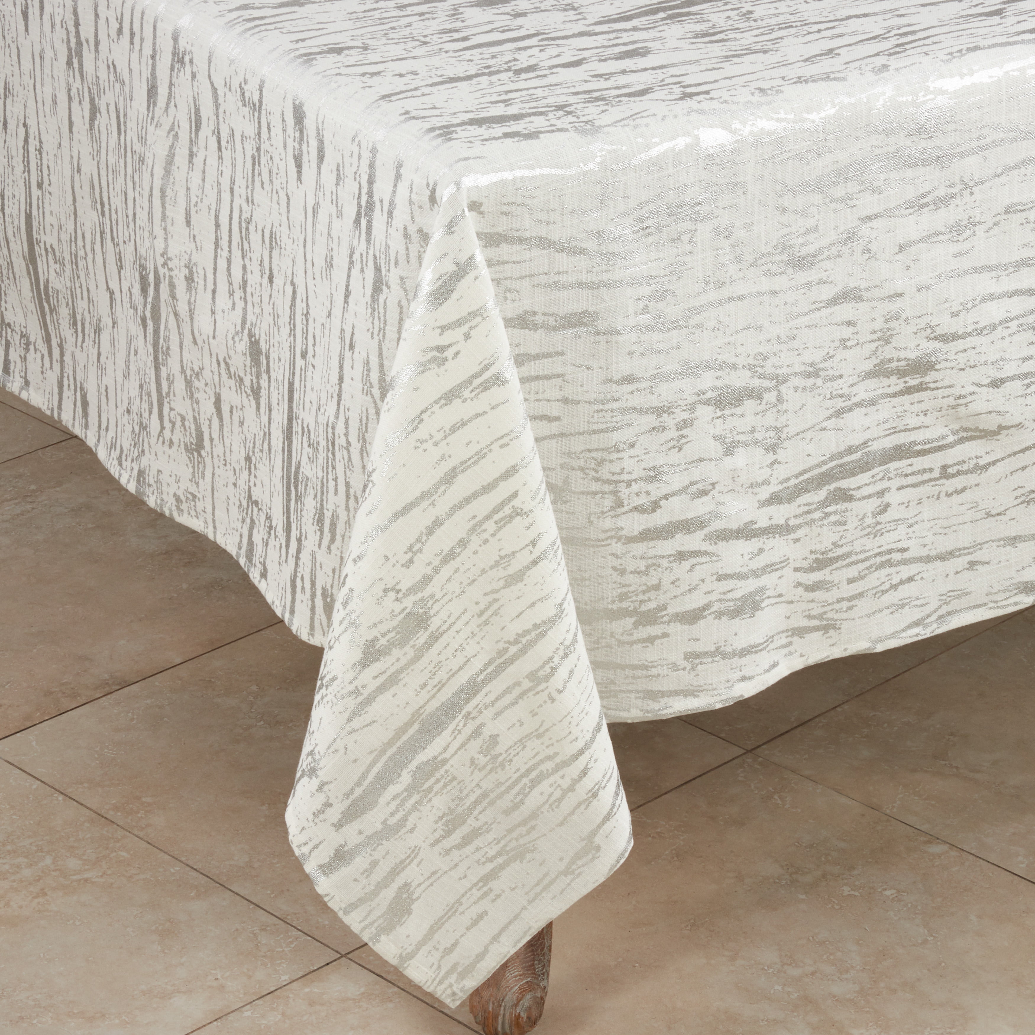 Saro Lifestyle Distressed Foil Metallic Design Cotton Tablecloth ...
