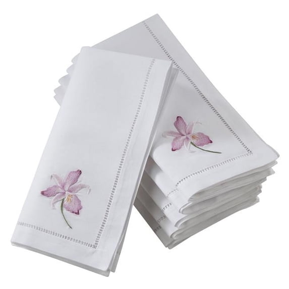Saro Lifestyle Embroidered Fuchsia Hemstitched Table Napkin (Set of 6 ...