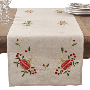 Saro Lifestyle Embroidered Christmas Table Runner - Walmart.com