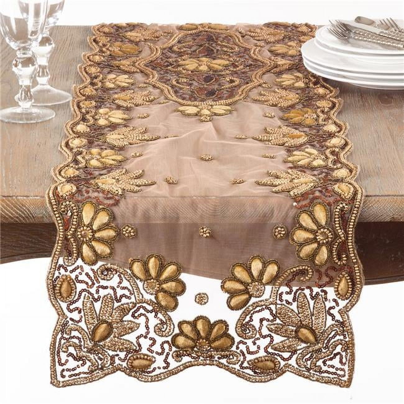Saro Lifestyle Hand Beaded Design Table Runner - Walmart.com
