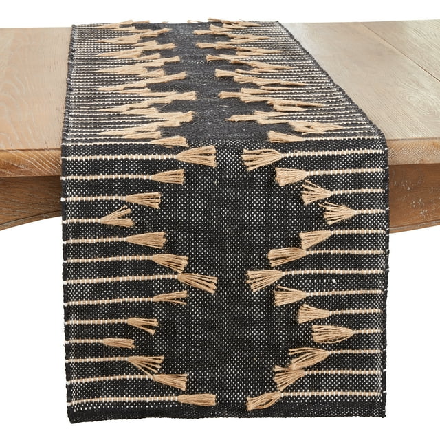Saro Lifestyle Handcrafted Whimsy Zig Zag Tassel Table Runner - Walmart.com