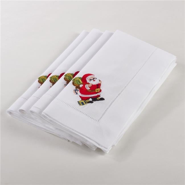 Saro Lifestyle Hemstitched Santa Napkin (Set of 4) - Walmart.com