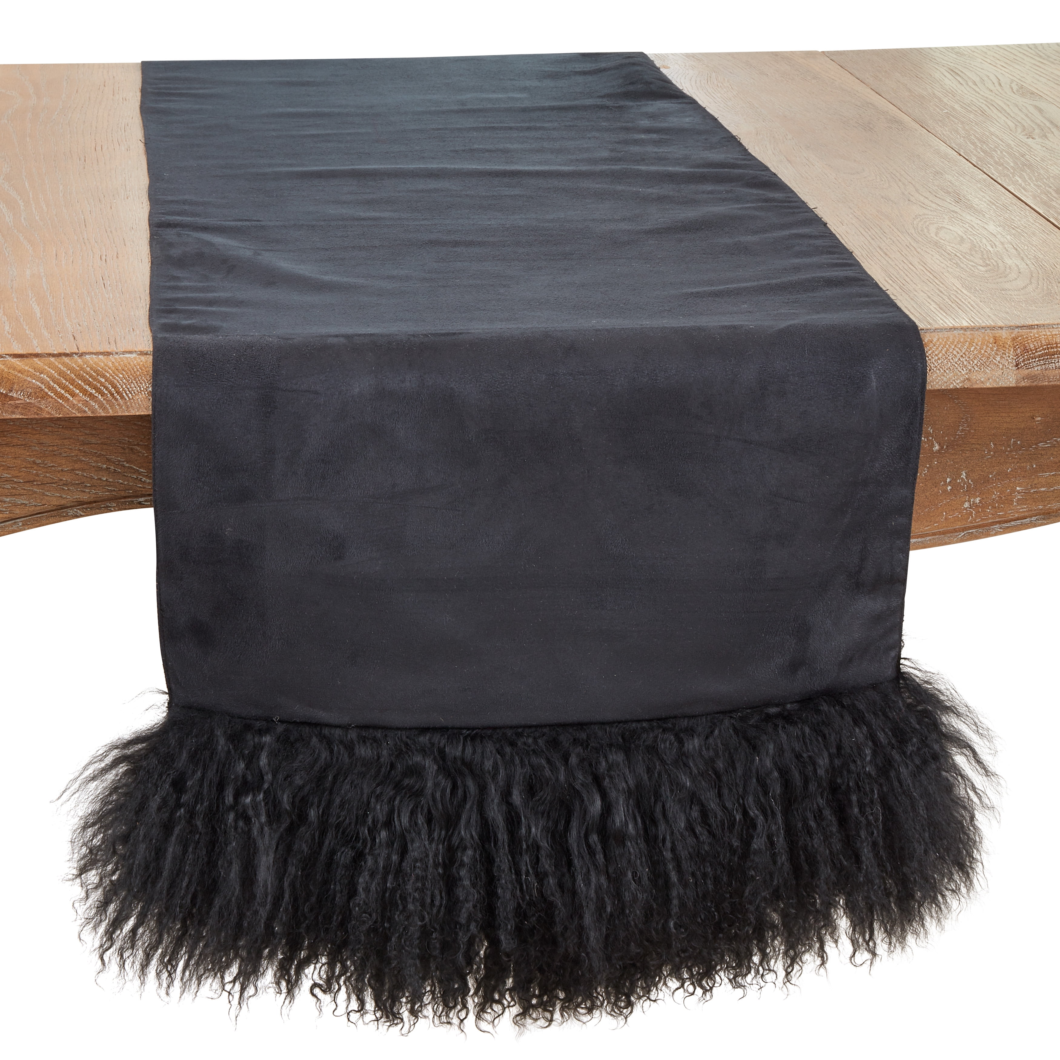 Saro Lifestyle Mongolian Wool Lamb Fur Trim Table Runner - Walmart.com