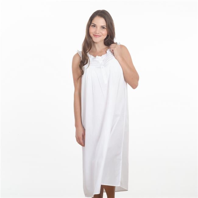 Saro Lifestyle NG291.W010 Long Nightgown Dress, White - Large - Walmart.com