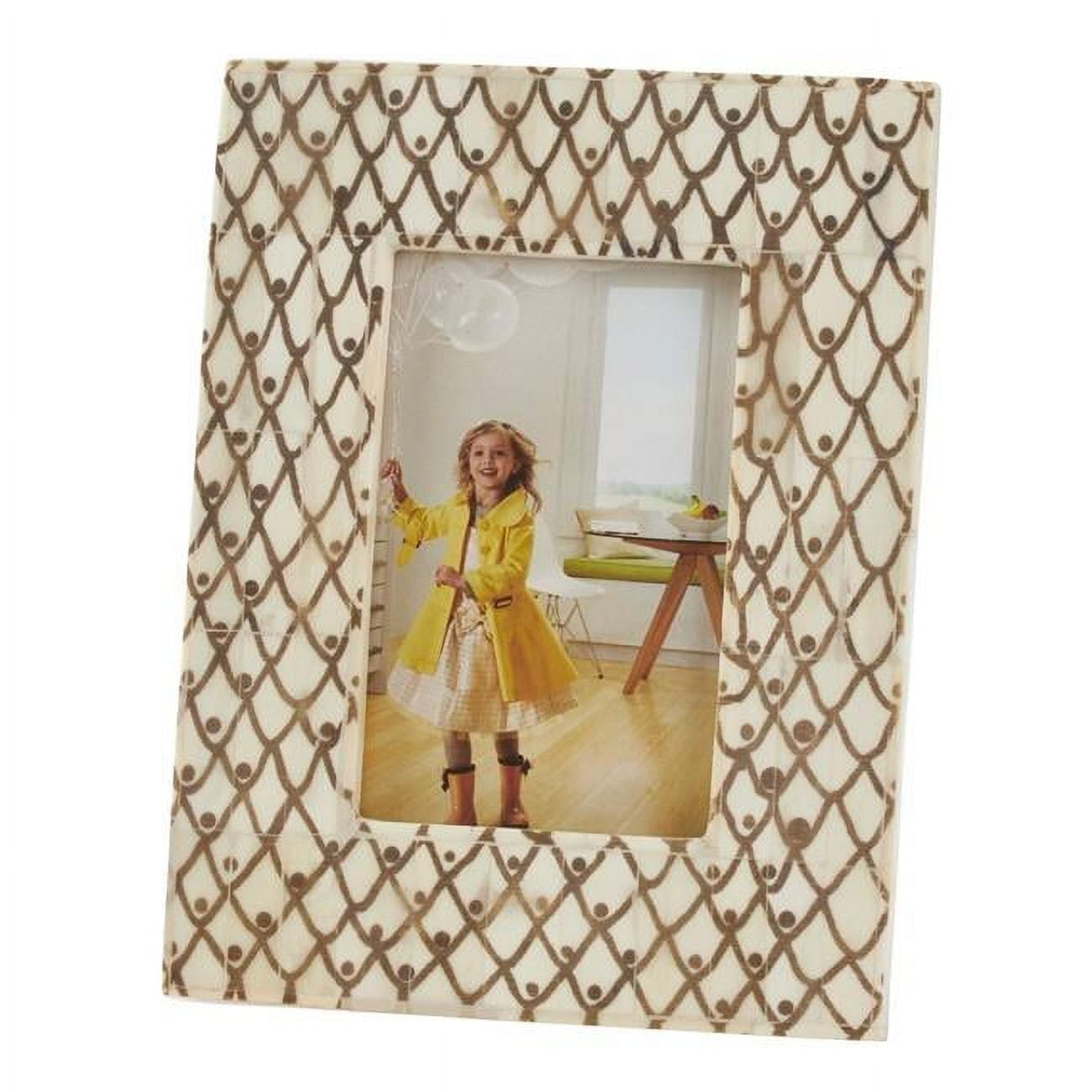 Saro Lifestyle PF195.N46 Wide Border Scaled Bone Photo Frame, Natural ...
