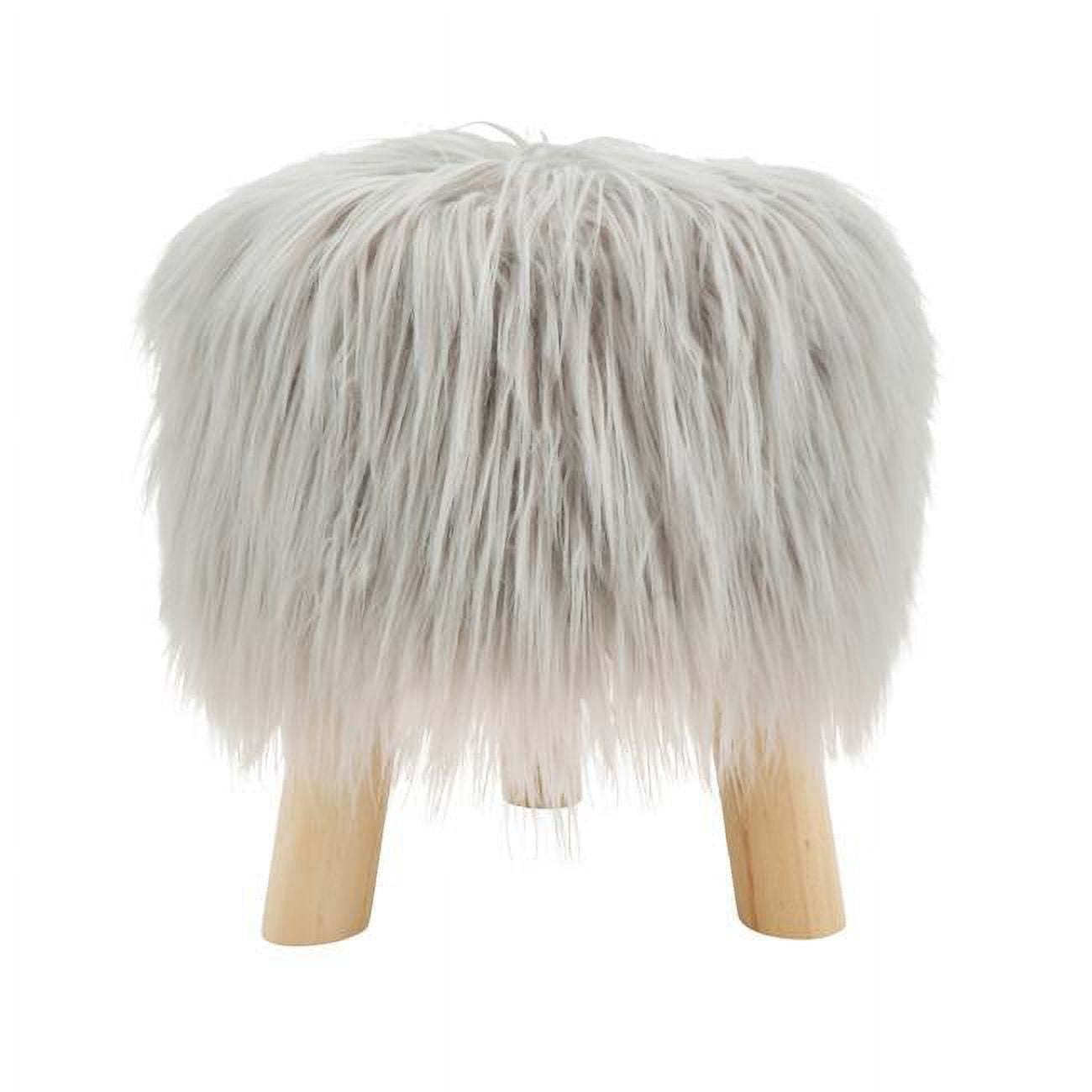 Saro Lifestyle ST802.GY Plush Perch Faux Fur Stool, Gray - Walmart.com