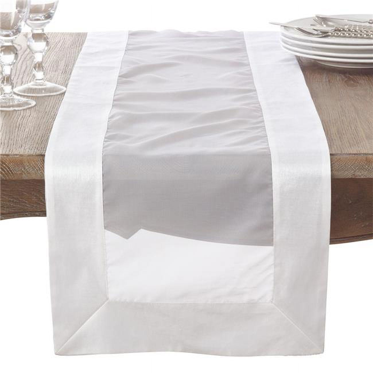 Saro Lifestyle Satin Border Wedding Event Sheer Table Runner White ...