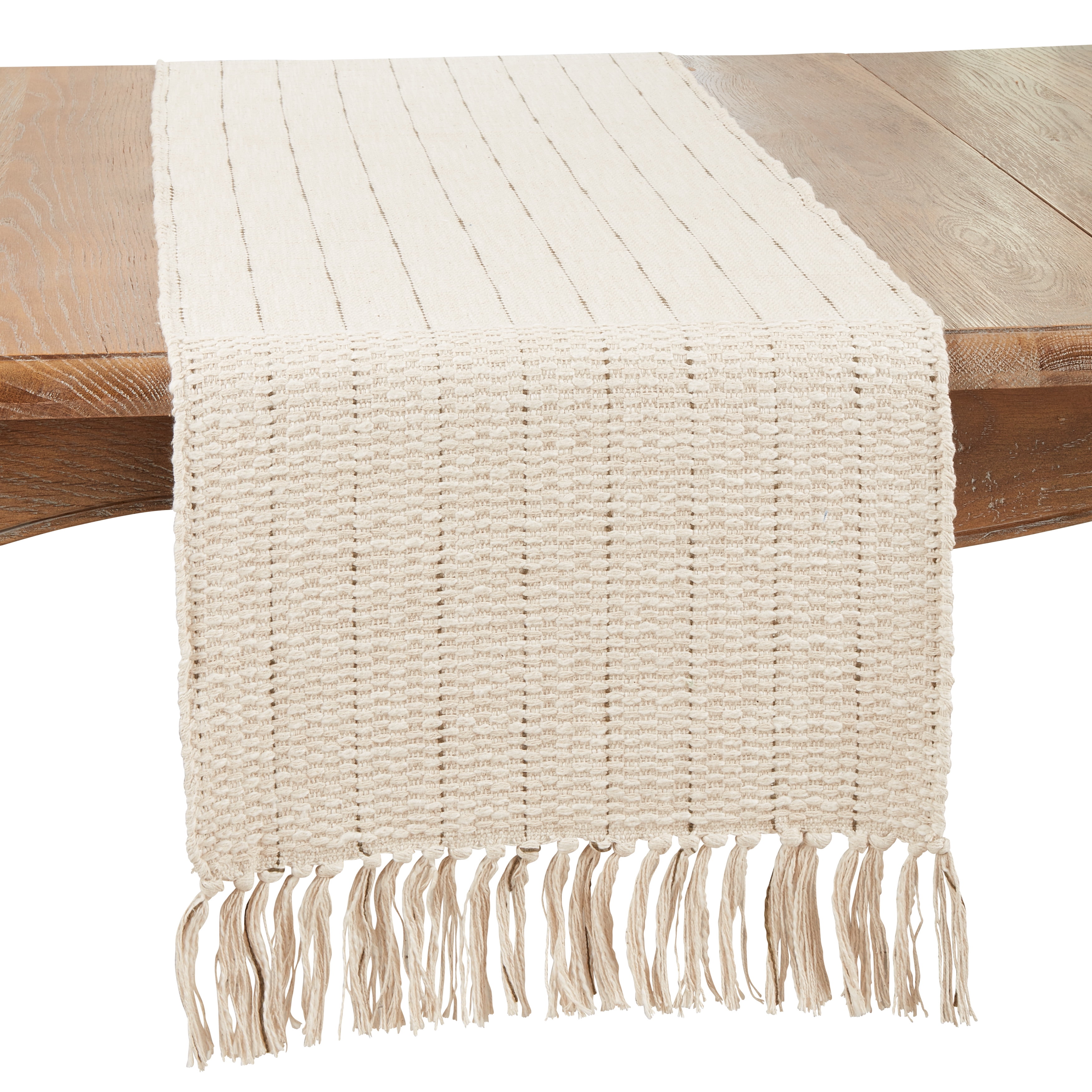Saro Lifestyle Stripe Sophistication Fringe Tassels Table Runner ...