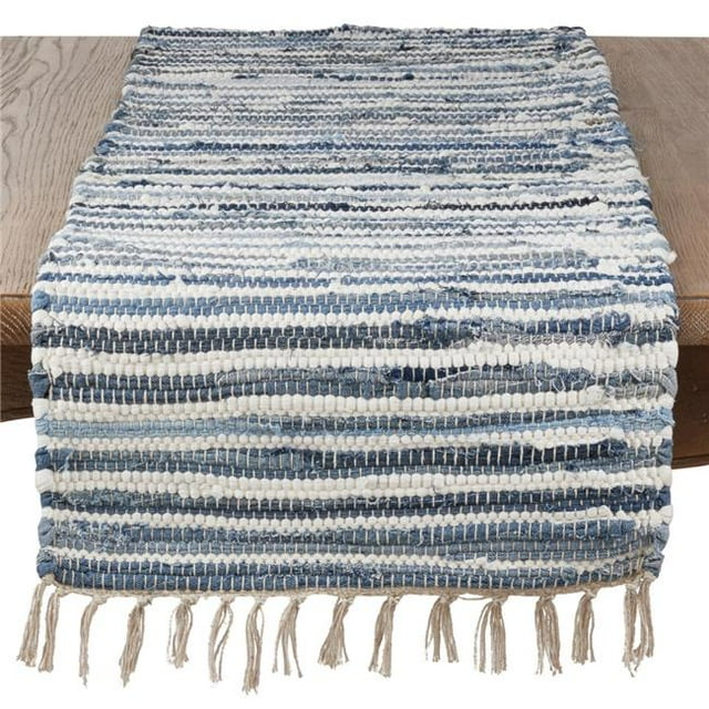 Saro Lifestyle Striped Denim Chindi Dining Room Table Runner - Walmart.com