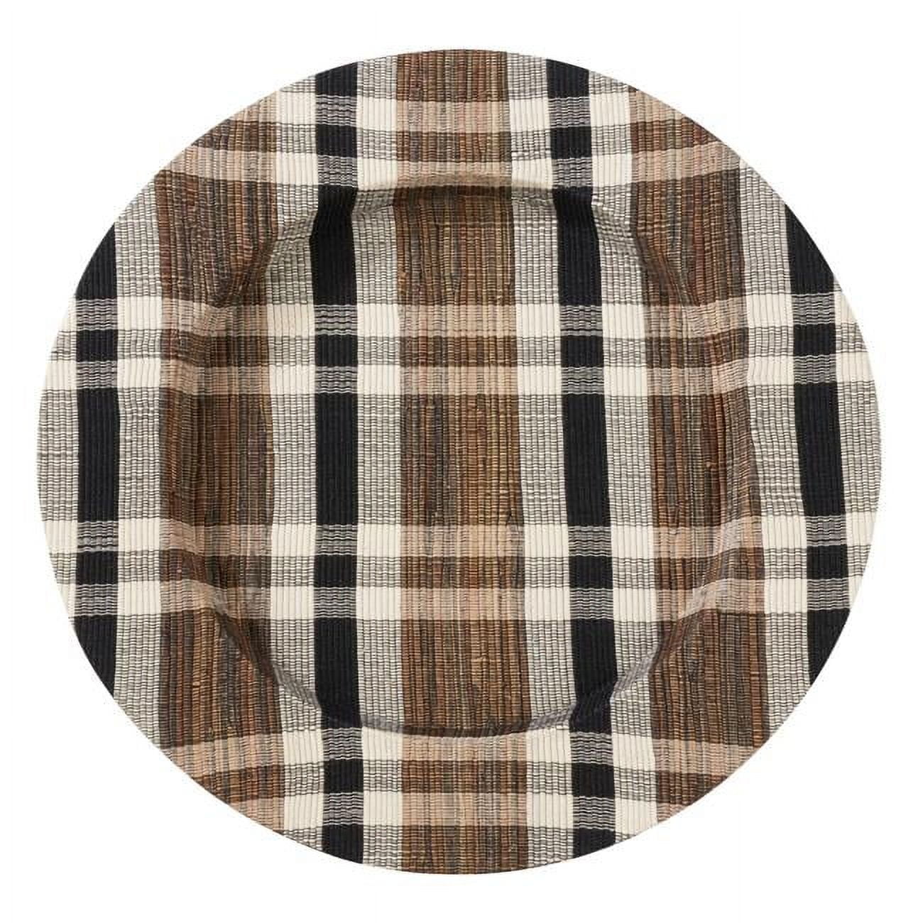 SARO 13 in. Olivia Round Water Hyacinth Woven Plaid Dinner Plates ...
