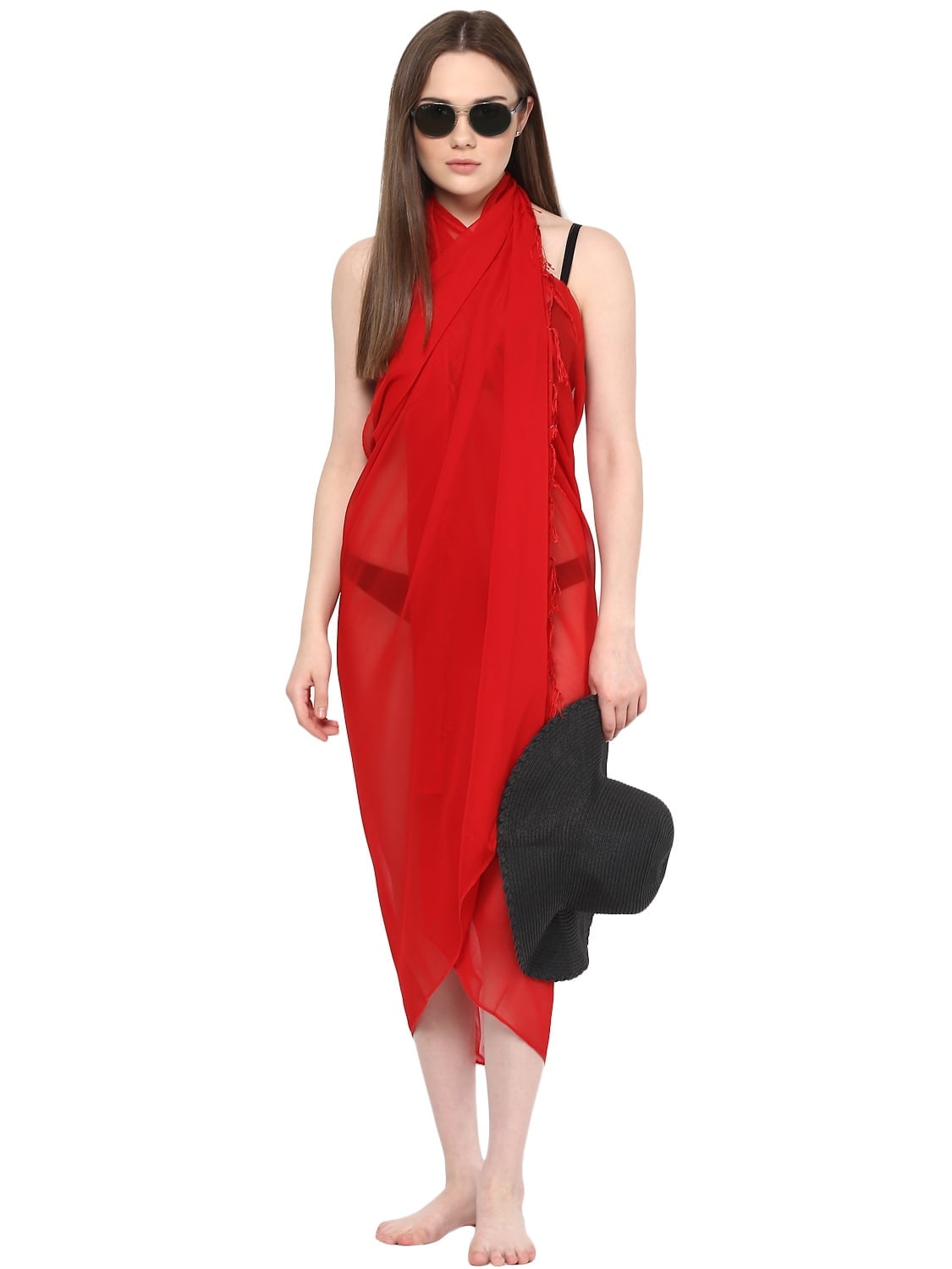Sarong Women Solid Plain Beach Swimsuit Wrap One Size Sheer Cover Up