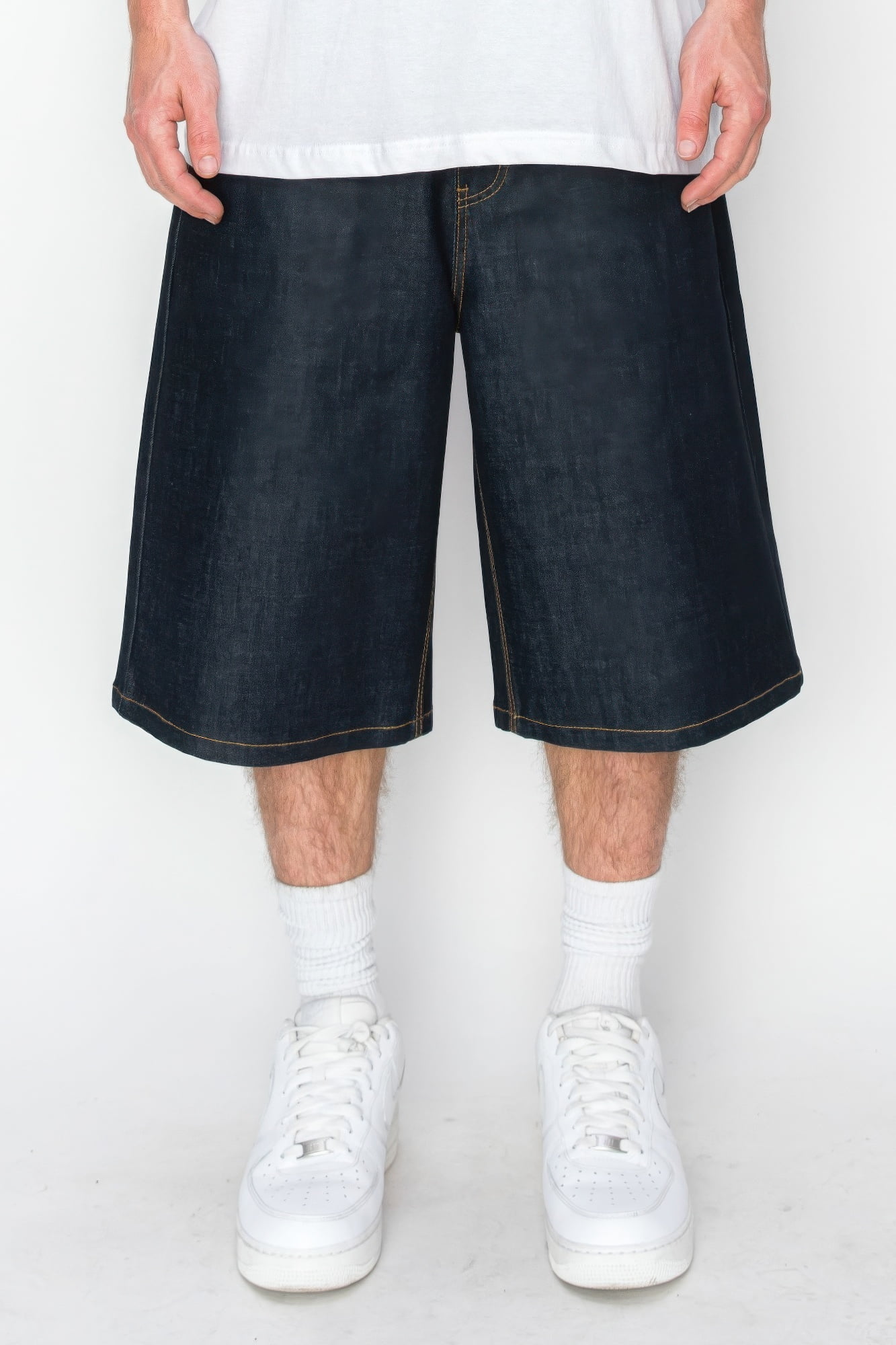 Saronite Baggy Fit Cotton Raw Denim Shorts, Indigo (Men's) - Walmart.com