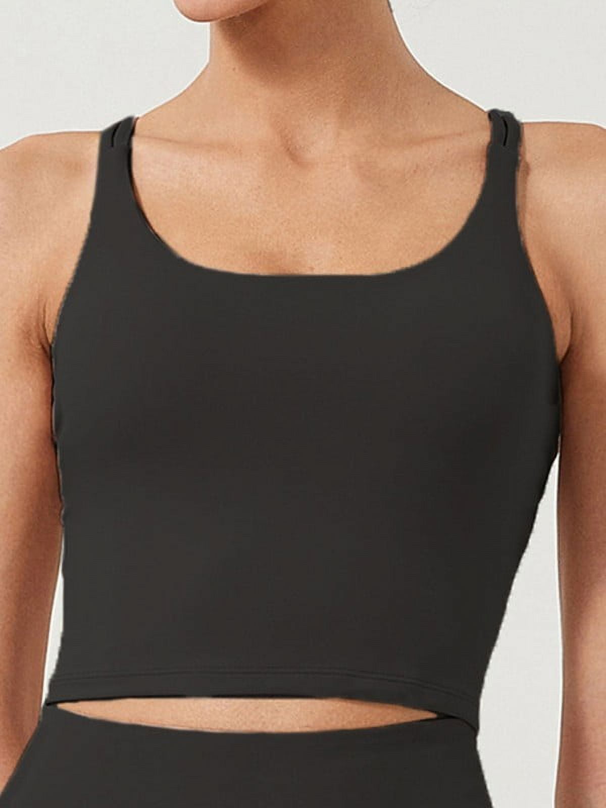 Saronite Basic Cross Back Sports Bra Tank Crop Top, Davy Gray (Women's ...