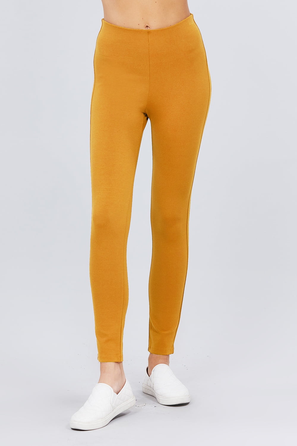 Saronite Basics Full Length Ponte Pants, Deep Mustard (Women's ...