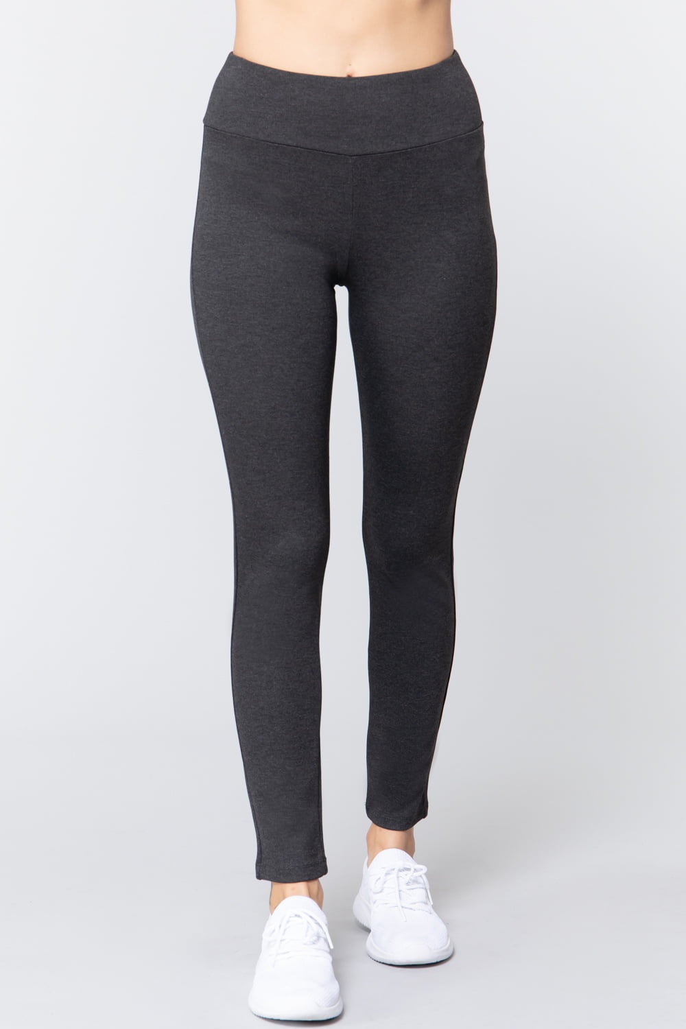Saronite Basics High Waisted Full Length Ponte Pants,Charcoal Grey ...