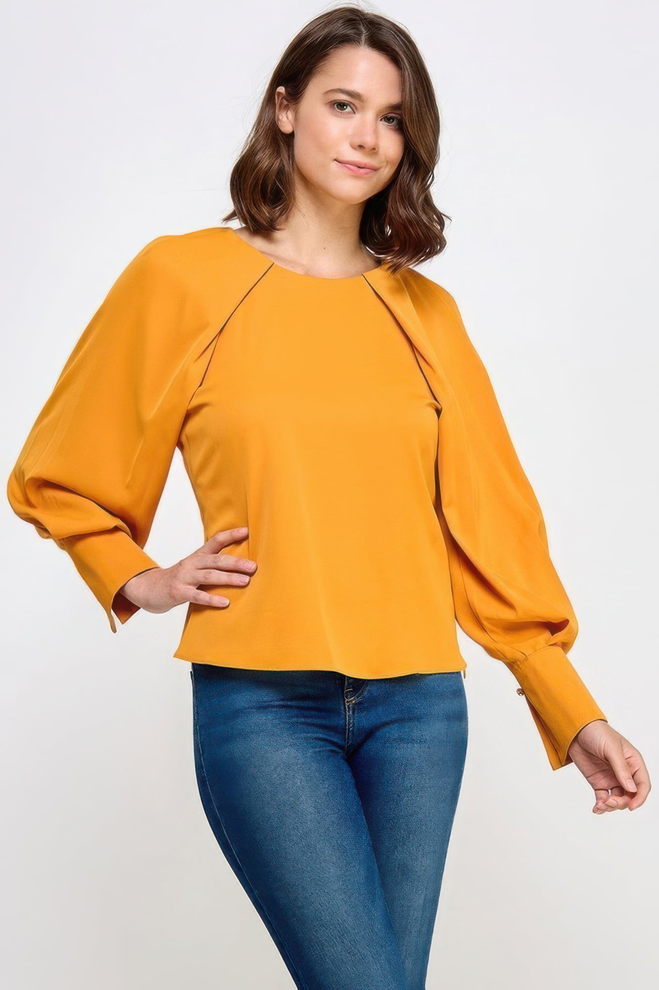 Saronite Basics Solid Round Neck Raglan Long Sleeve Casual Top With ...