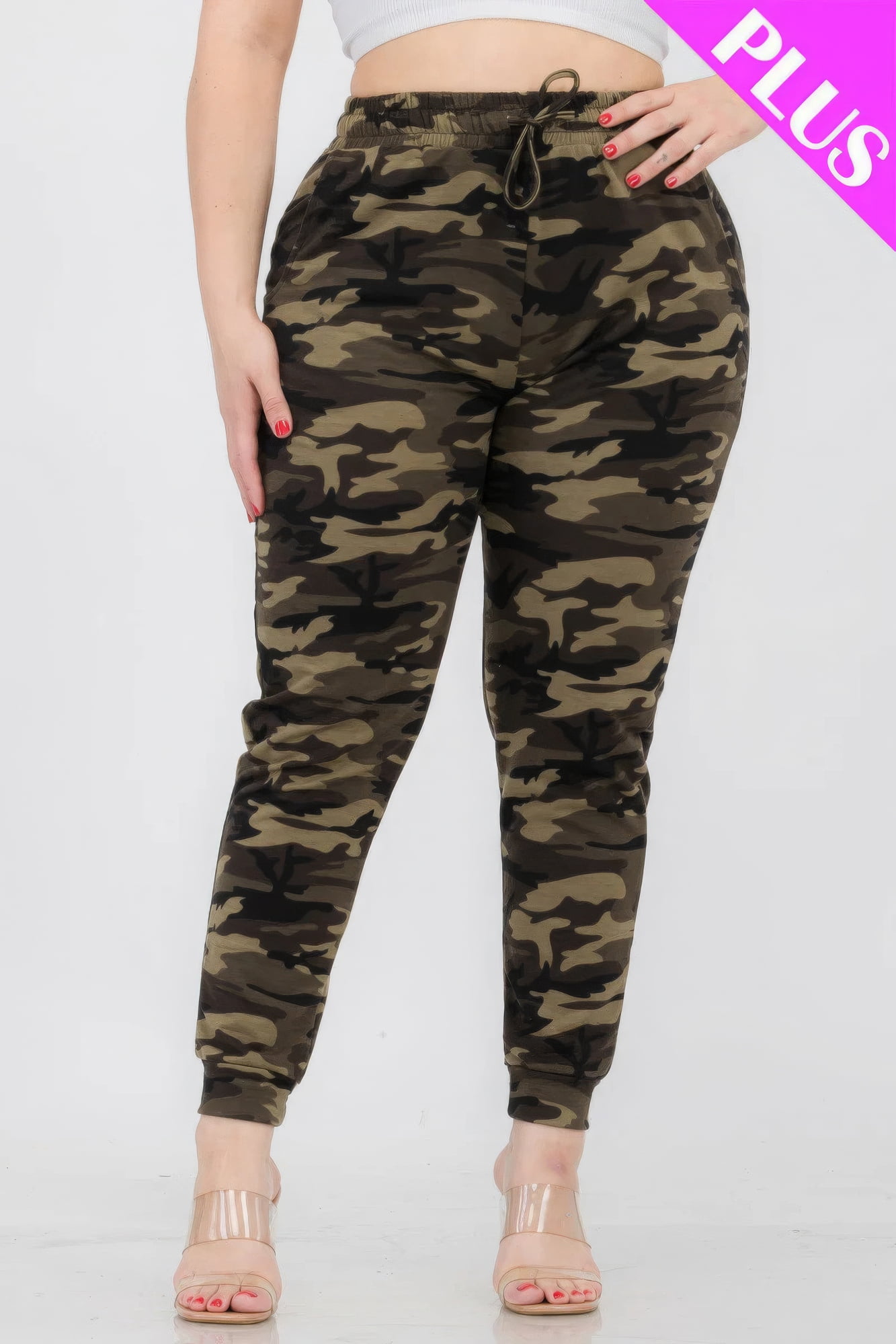 Saronite Dark Army Printed French Terry Full Length Joggers Pants, Camo ...