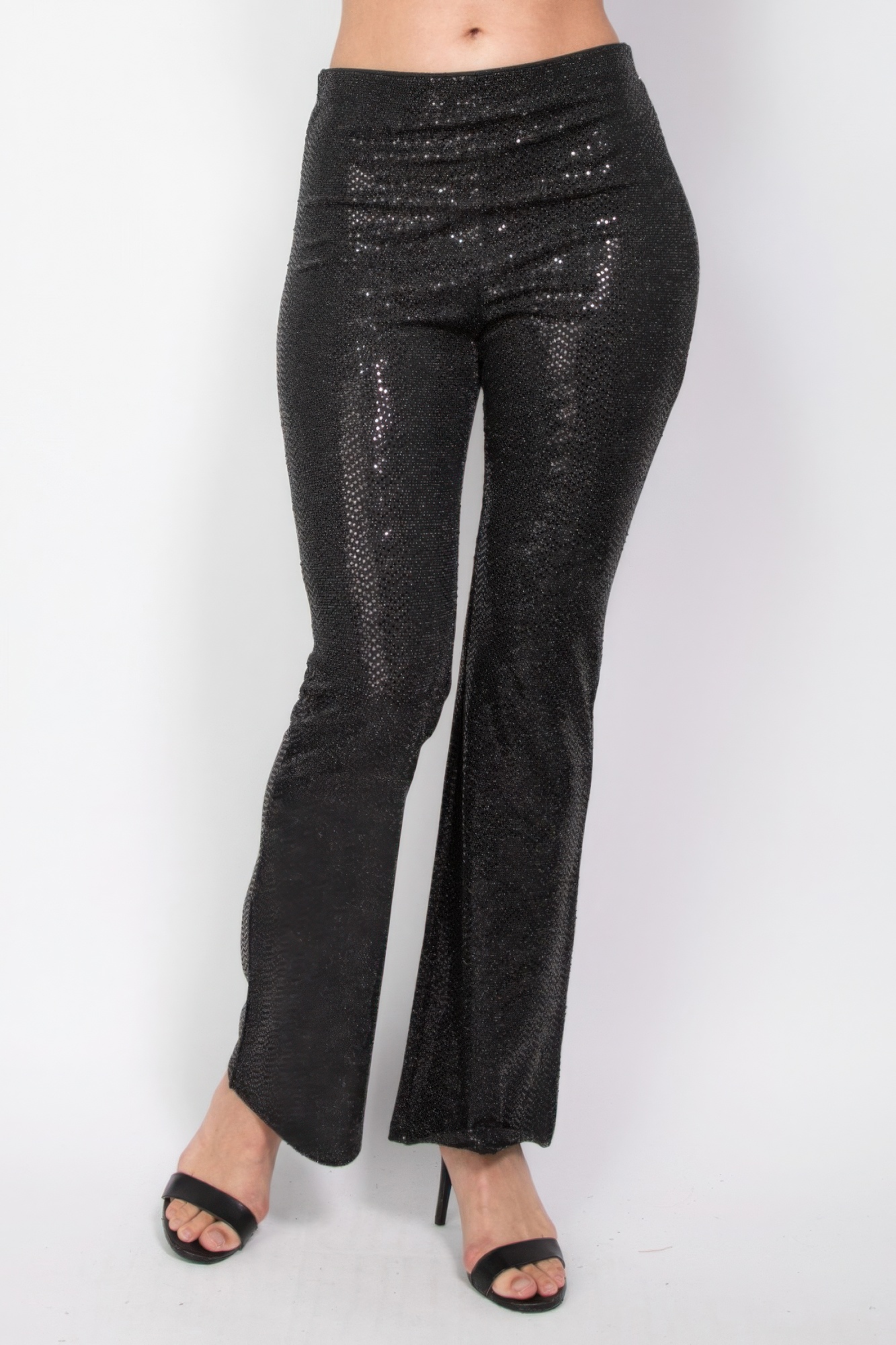 Saronite Sequined Fit & Flare Midrise Metallic Elastic Waistband Full ...