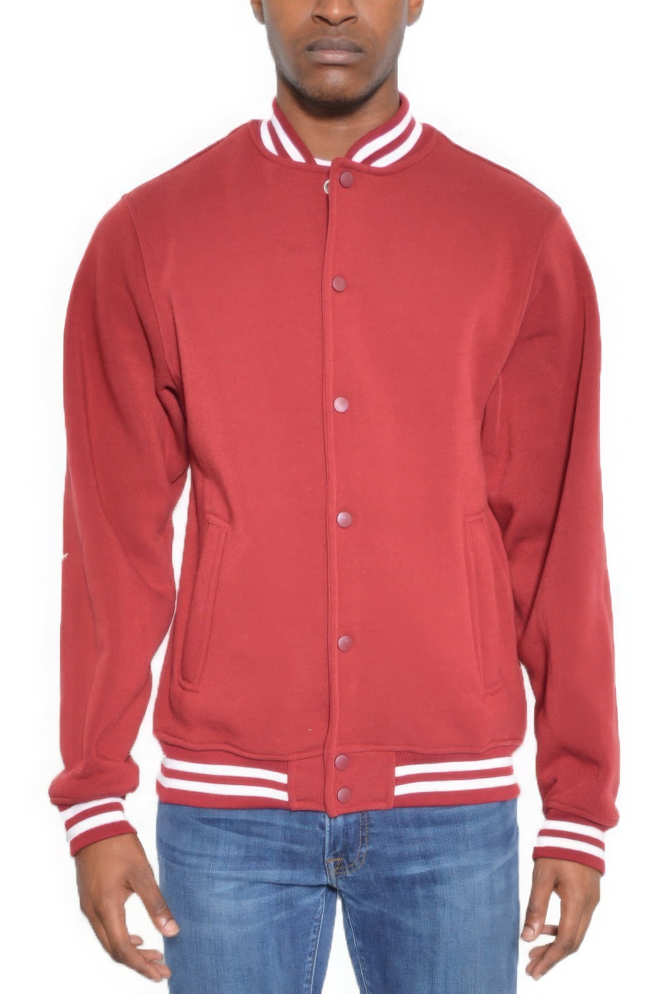 Saronite Solid Fleece Snap Button Front Standard Pockets Sides Long ...