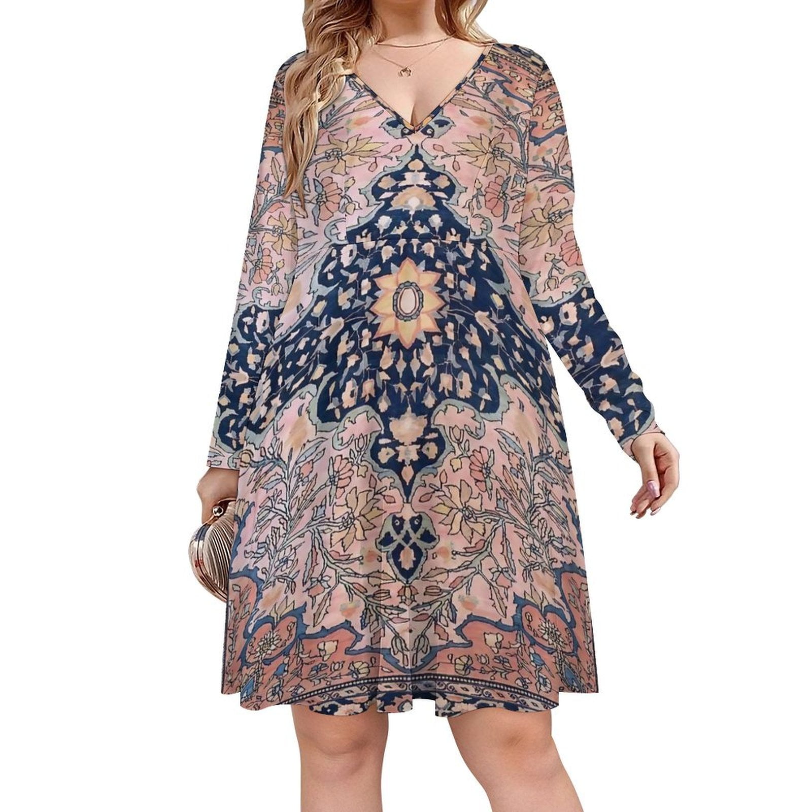 Sarouk Antique West Persian Rug Print Long Sleeve Sexy Dresses For ...