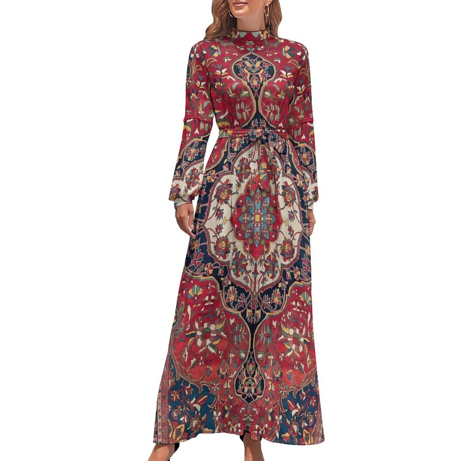 Sarouk Farahan Arak West Persian Rug Print Long Dress Women's Summer ...