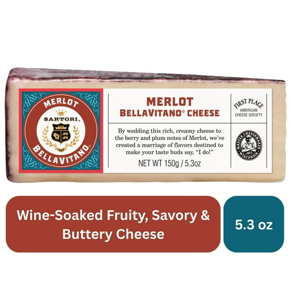 Sartori Merlot BellaVitano Cheese 5.3 oz Wedge Aged Cheese Fruity ...