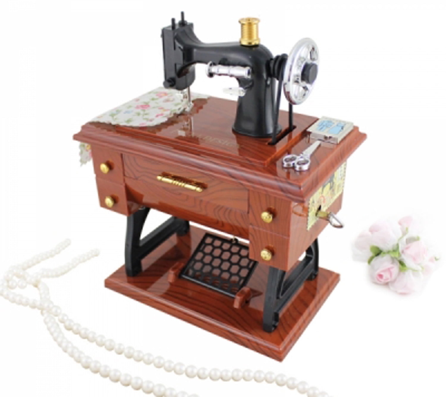 Vintage Sartorius Model - Antique Sewing Machine Wind Up Music Box with ...