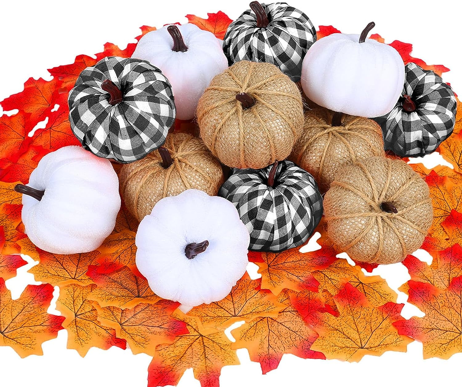 Sarzi 12 Pcs Mixed Artificial Pumpkins, Paintable White Fake Pumpkin ...