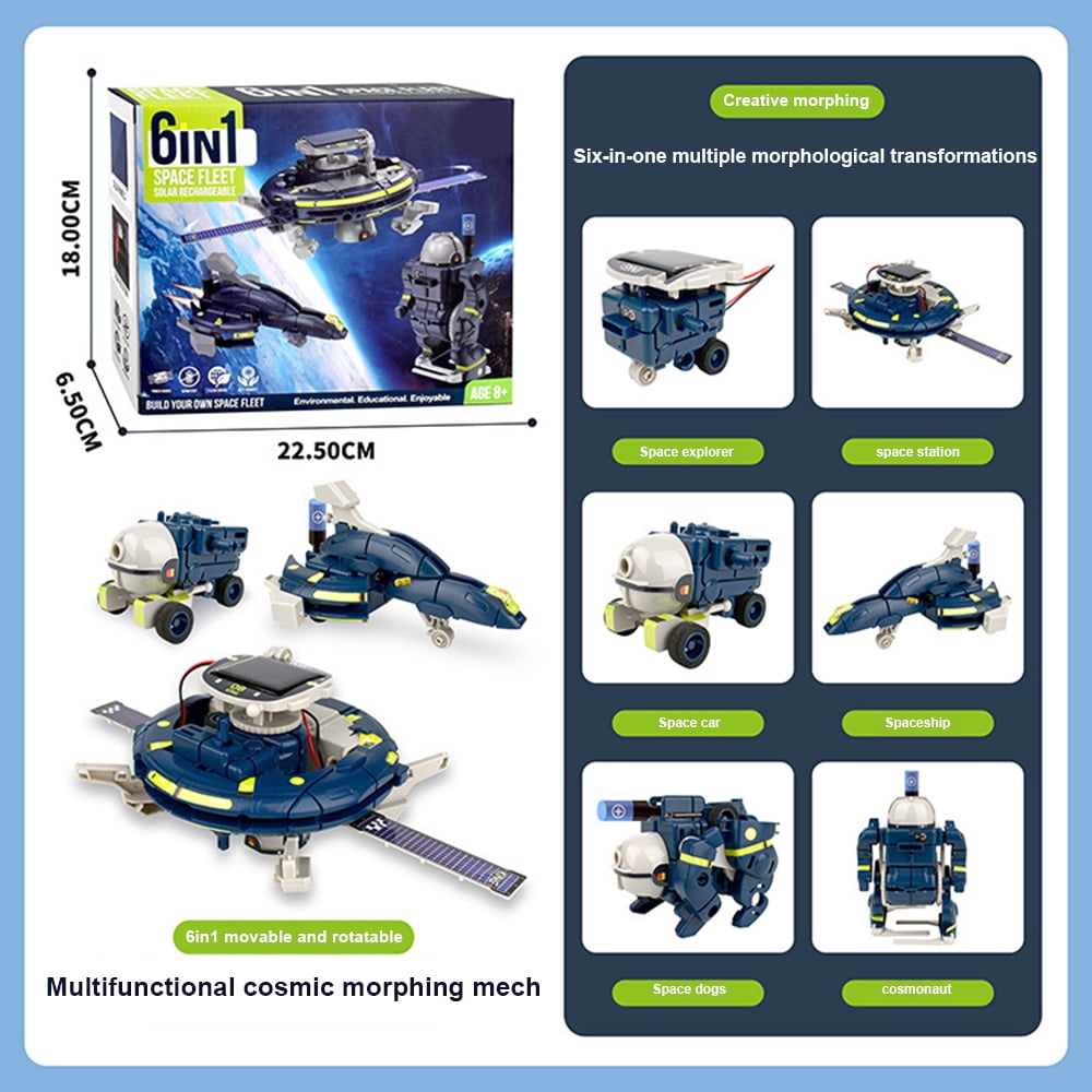 Sarzi 6-In-1 Robot Diy Set, Stem Natural Science Solar Space Station Puzzle Dual Power Supply ...