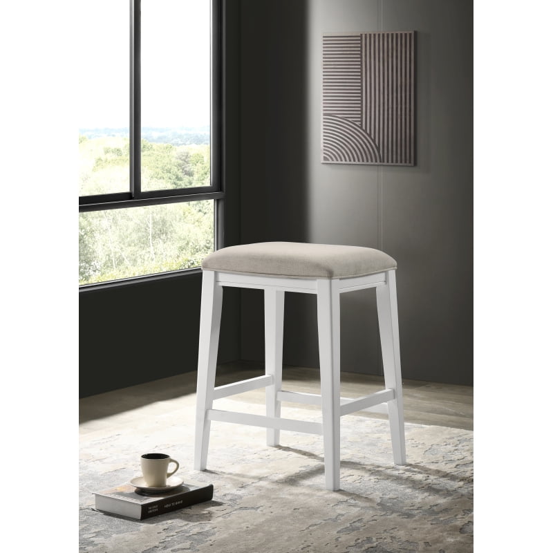 Sasha 17" White Counter Height Stool with Upholstered Seat - Walmart.com