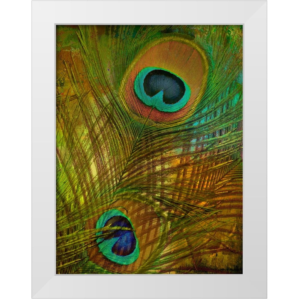 Sasha 25x32 White Modern Wood Framed Museum Art Print Titled - Peacock ...