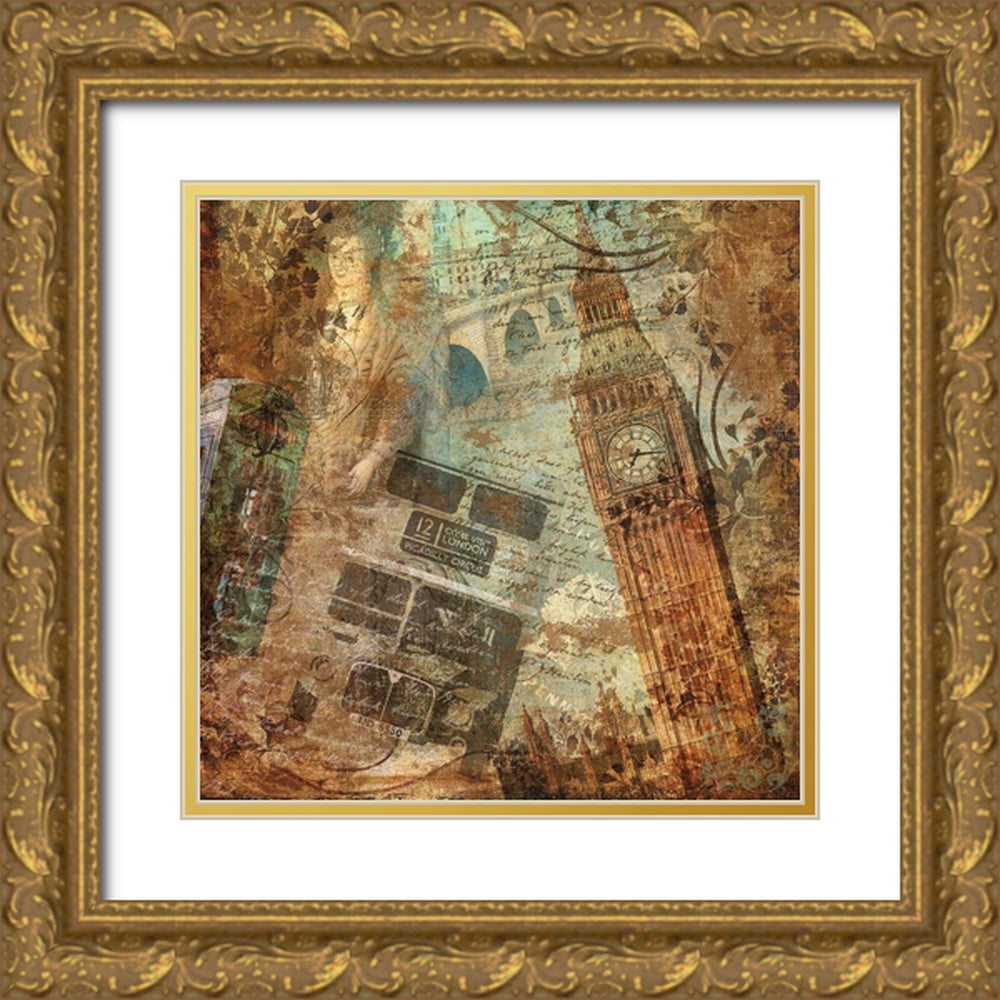 Sasha 26x26 Gold Ornate Wood Framed with Double Matting Museum Art ...