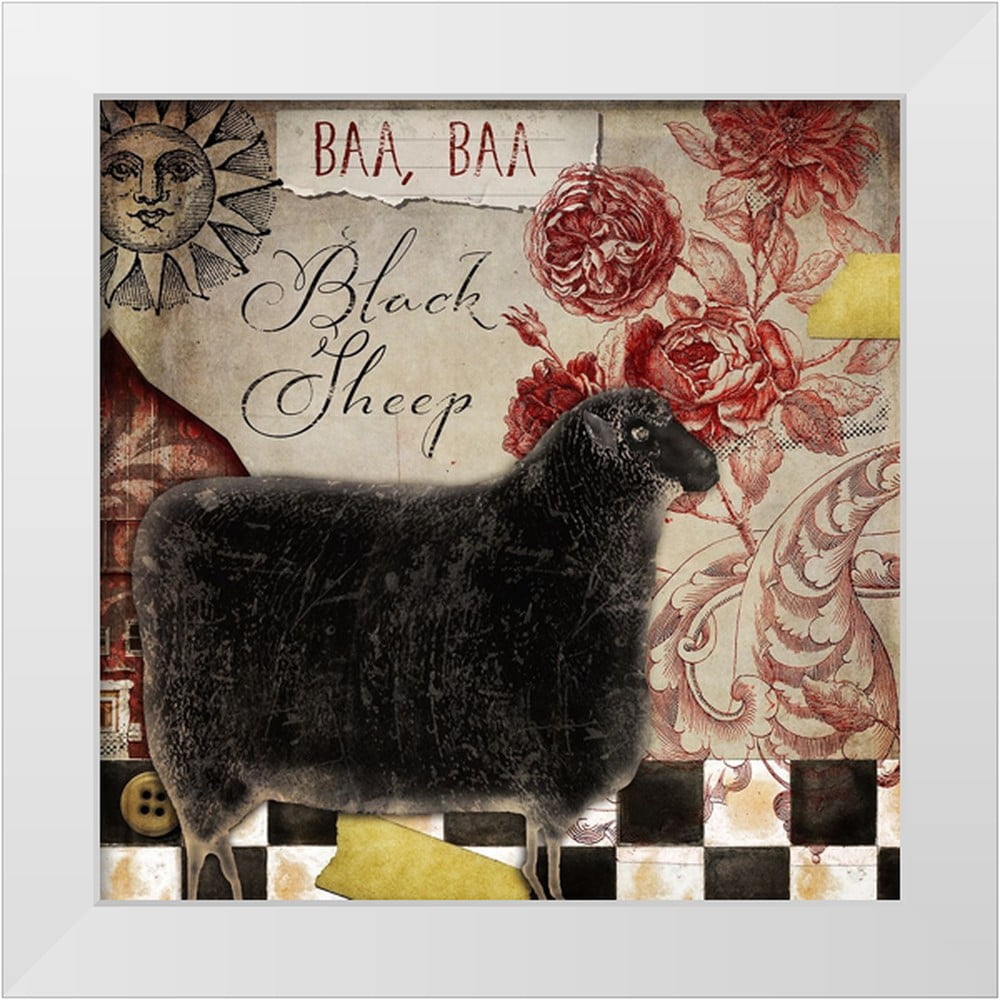 Sasha 26x26 White Modern Wood Framed Museum Art Print Titled - Baa Baa ...