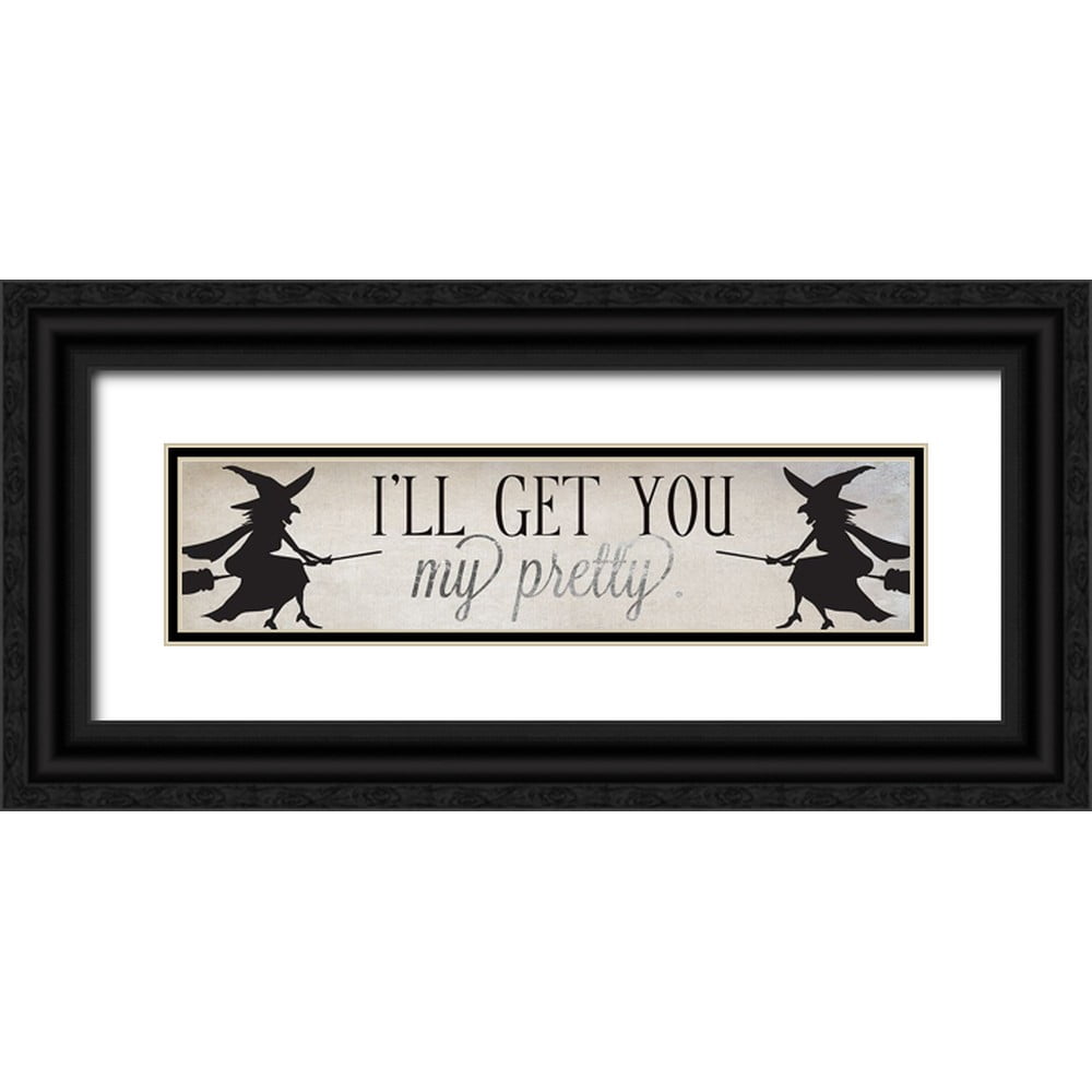 Sasha 32x11 Black Ornate Wood Framed with Double Matting Museum Art ...