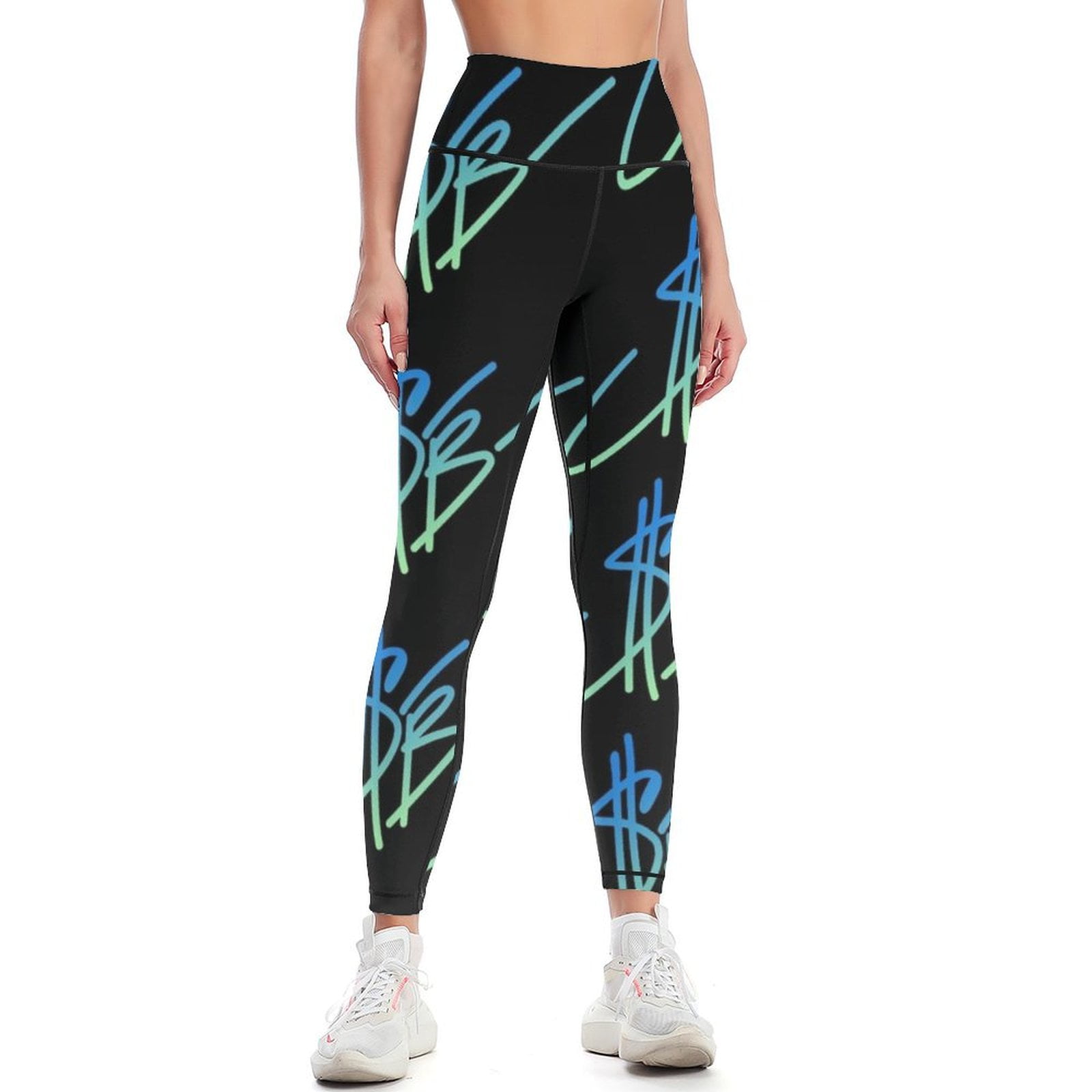 Sasha Banks Signature (blue green) Leggings Fitness woman Sports pants ...