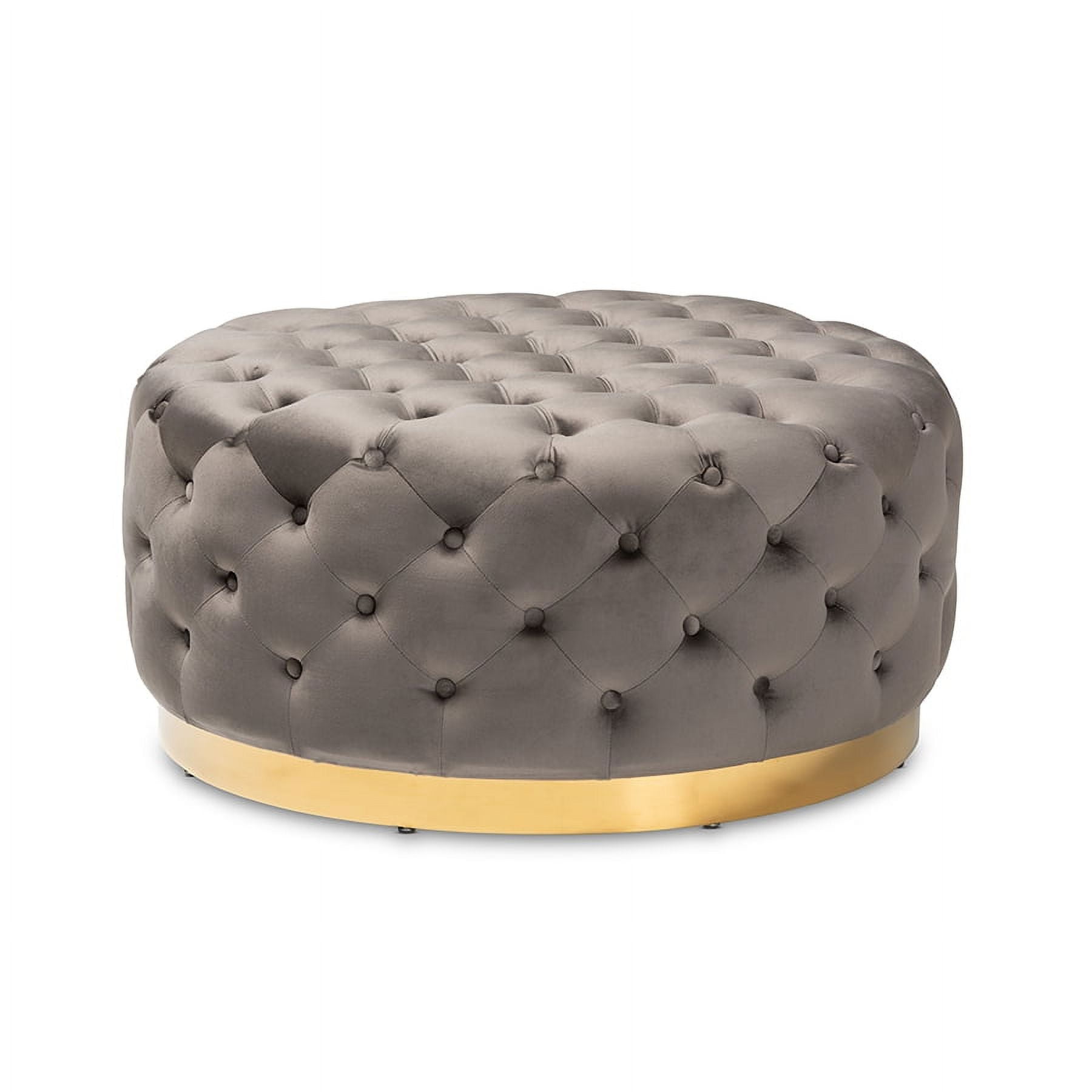 Baxton Studio Sasha Glam and Luxe Grey Velvet Fabric Upholstered Gold ...