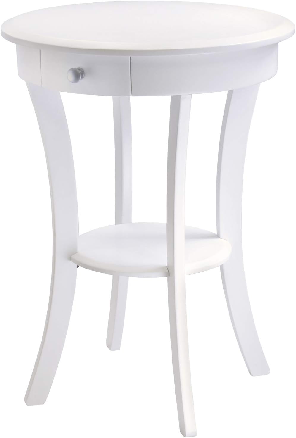 Sasha Round Accent Table with Drawer and Shelf for Bedroom Living Room 27" White - Walmart.com