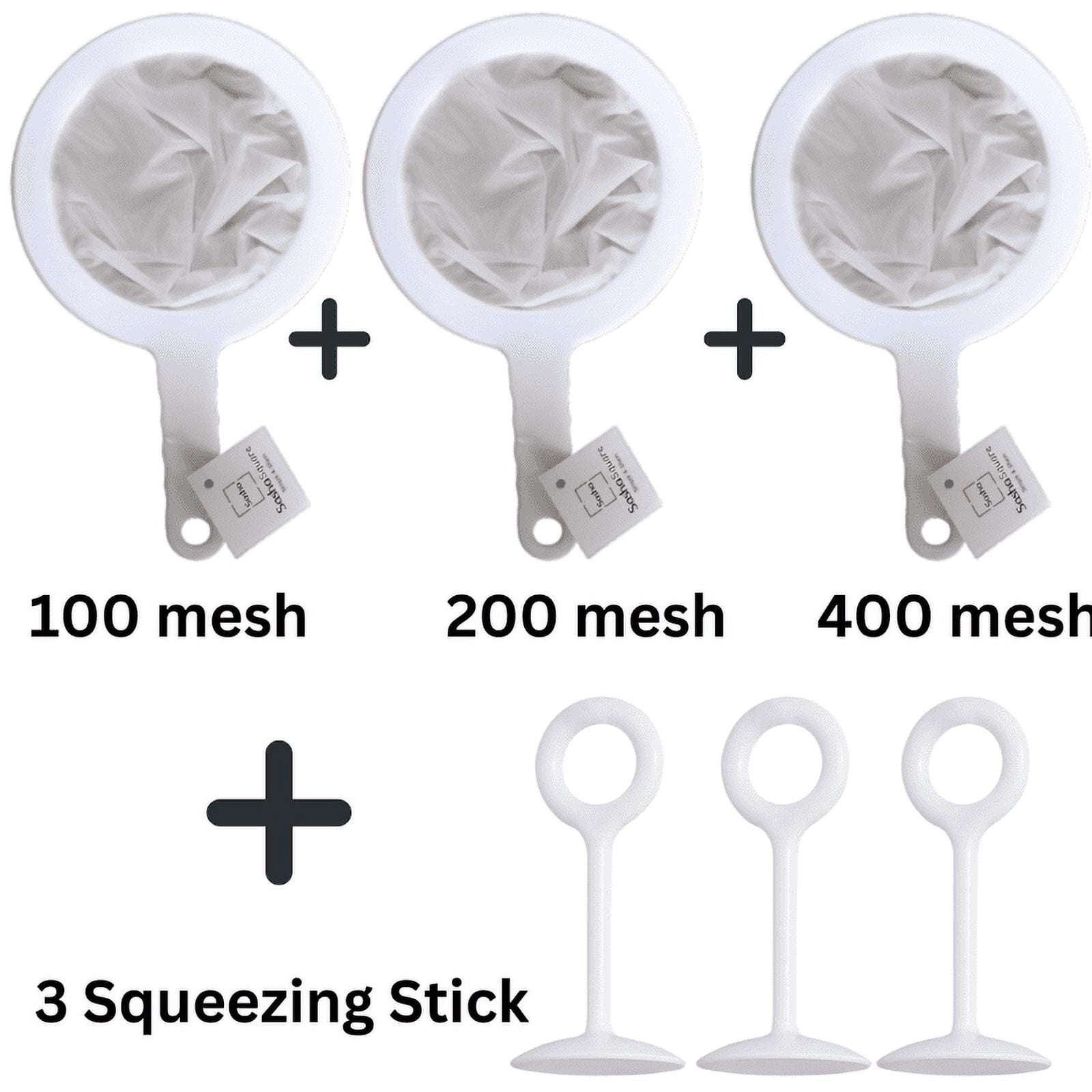 Sasha Square Ultra-Fine Nylon Mesh Strainer With Squeezing Stick, Sieve ...