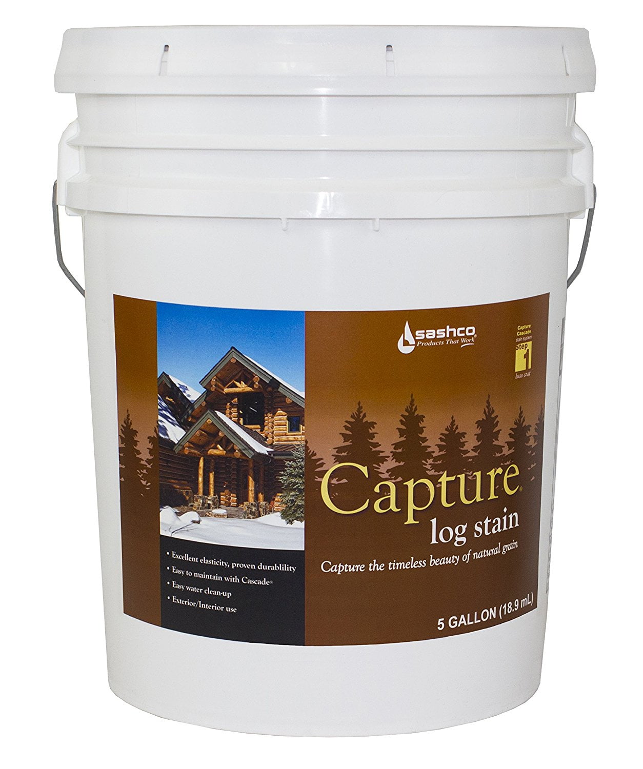 Sashco Capture Capture Log Stain, 5 Gallon Pail, Bronze Pine Pack of 1 ...