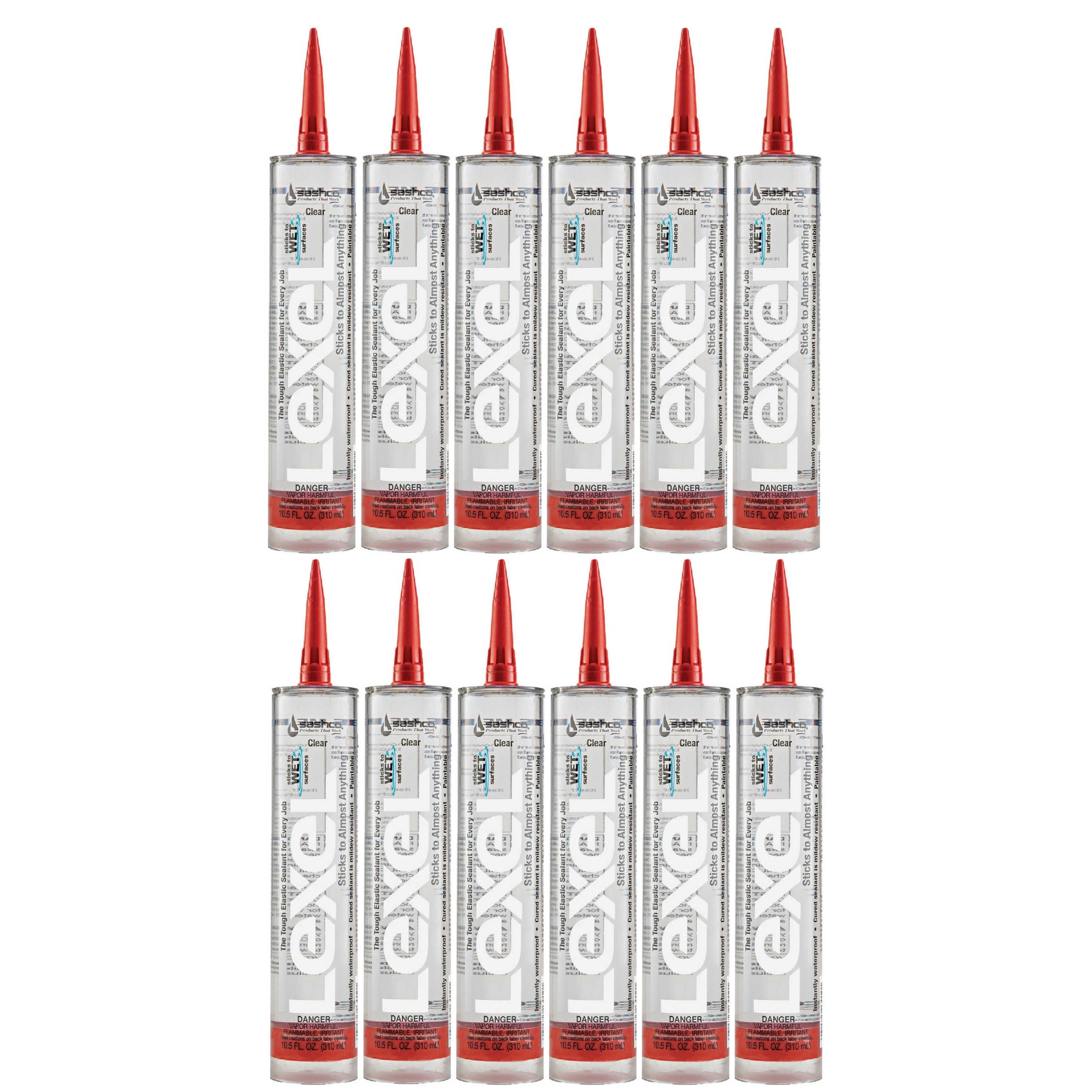 Sashco Lexel 12 Pack, 10.5 oz Clear Paintable Acrylic Caulk, Elastic ...